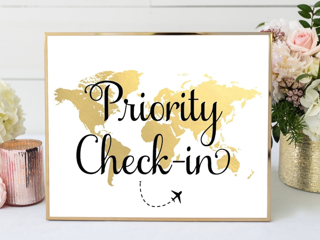 Check-in Travel Theme Sign, Gold World Map Sign, Guest Book Sign ...