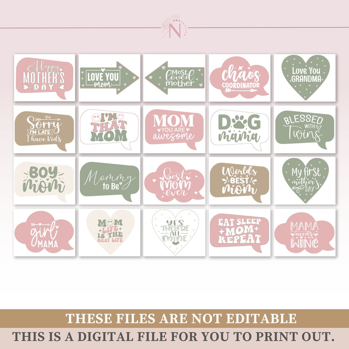 Funny Mother's Day Photo Booth Props: Printable Party Decor (PDF) - Etsy