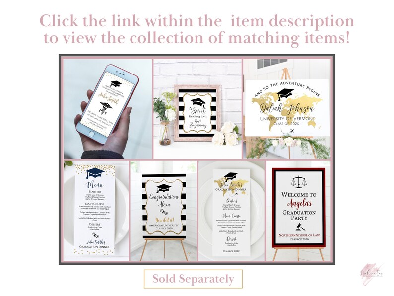 Graduation Party Menu Template With a Silver Border Editable | Etsy