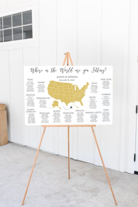 USA Map Seating Chart Template Where in the World Are You | Etsy