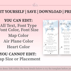 Editable Map Wedding Program, Travel Theme Ceremony Program Template ...