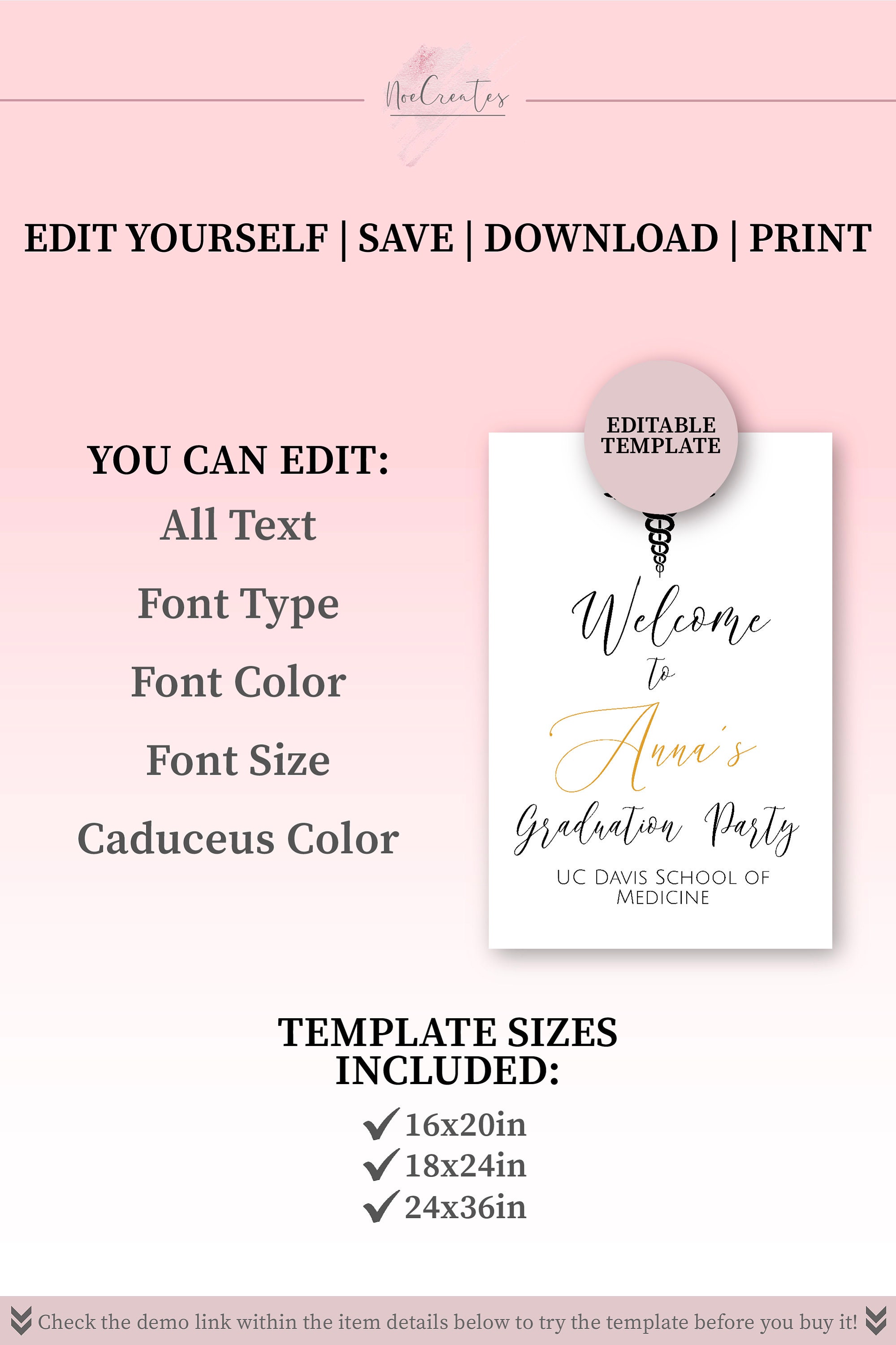 Medical School Graduation Welcome Sign Printable Graduation - Etsy