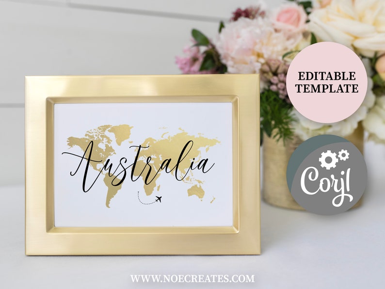 Gold World Map Table Names Template Travel Theme Table - Etsy