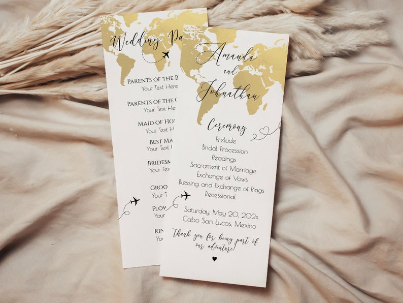 World Map Wedding Program Travel Theme Ceremony Program - Etsy
