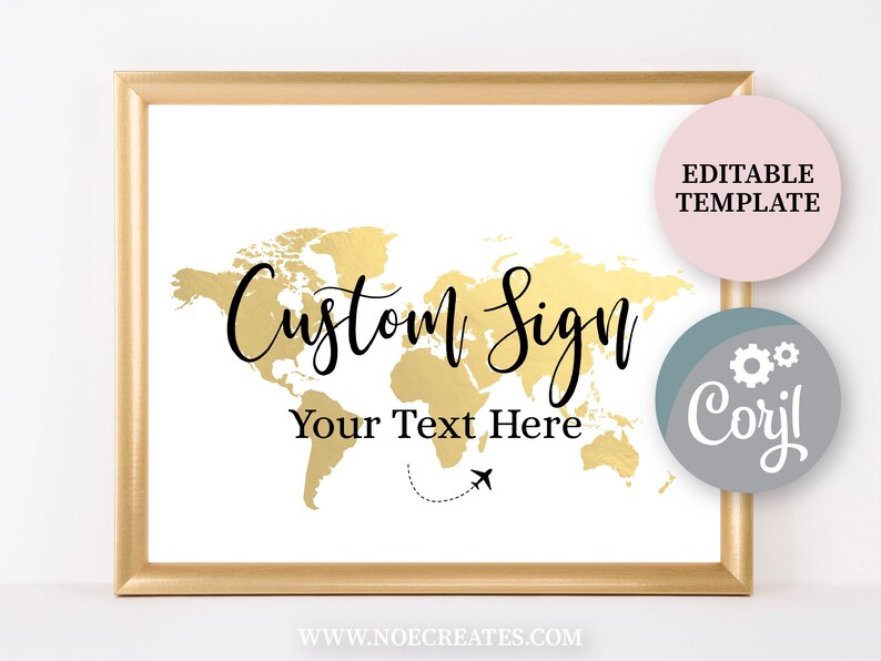 Custom Travel Theme Sign Gold World Map Sign Travel Theme - Etsy