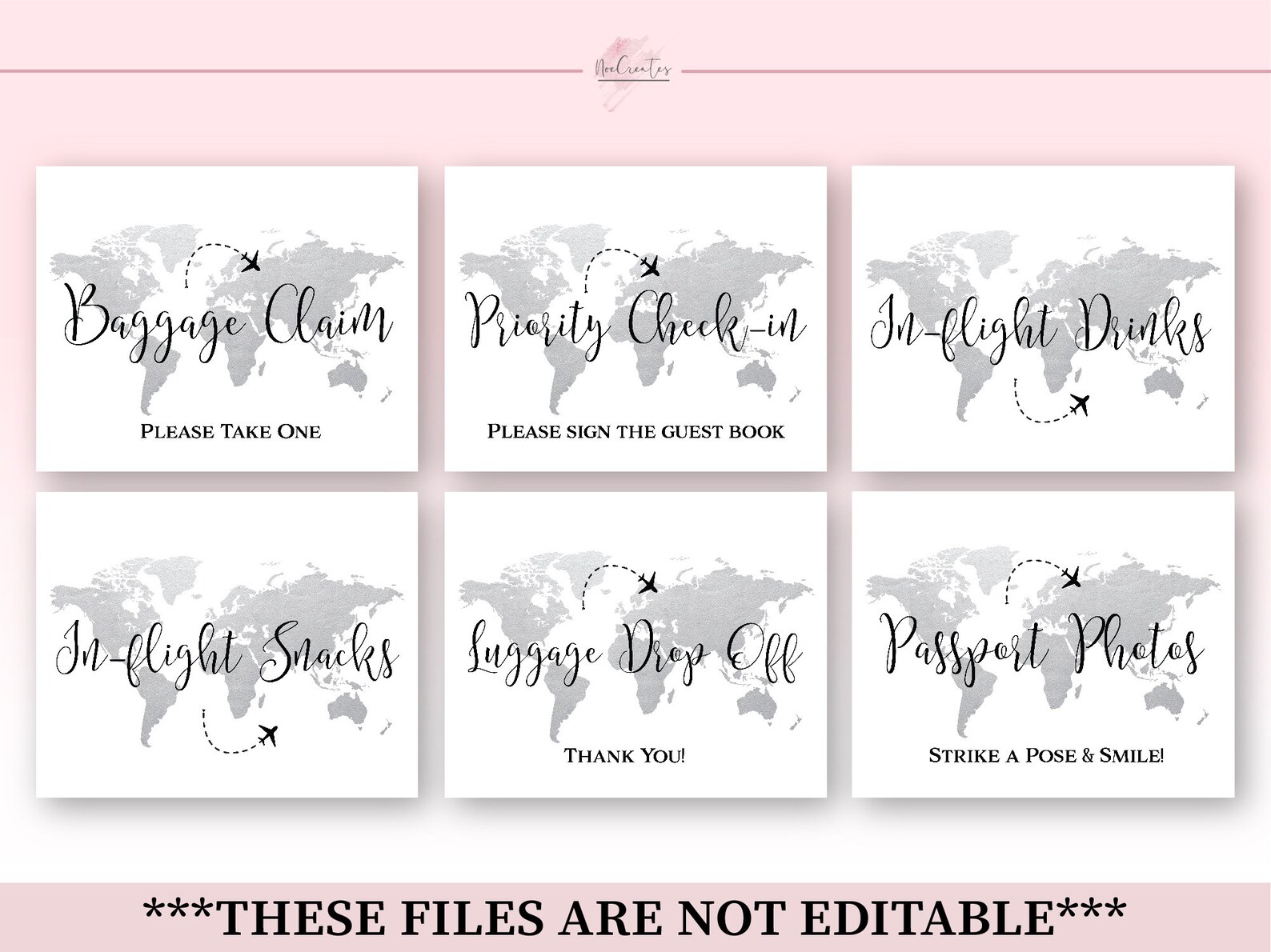 Silver World Map Signs Bundle Travel Decoration Bundle - Etsy