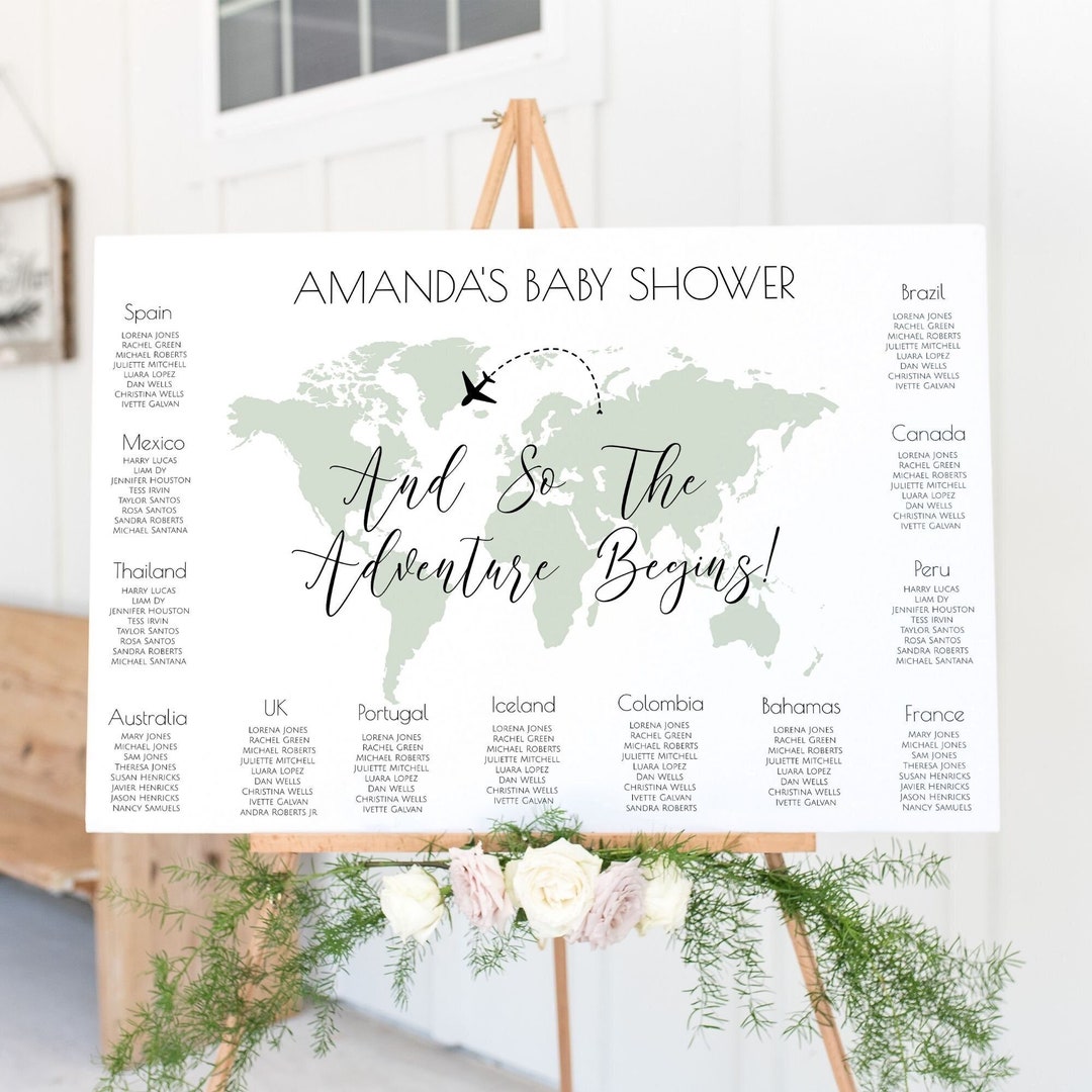 Baby Shower Seating Chart Template With a Customizable Map Color, Gold ...
