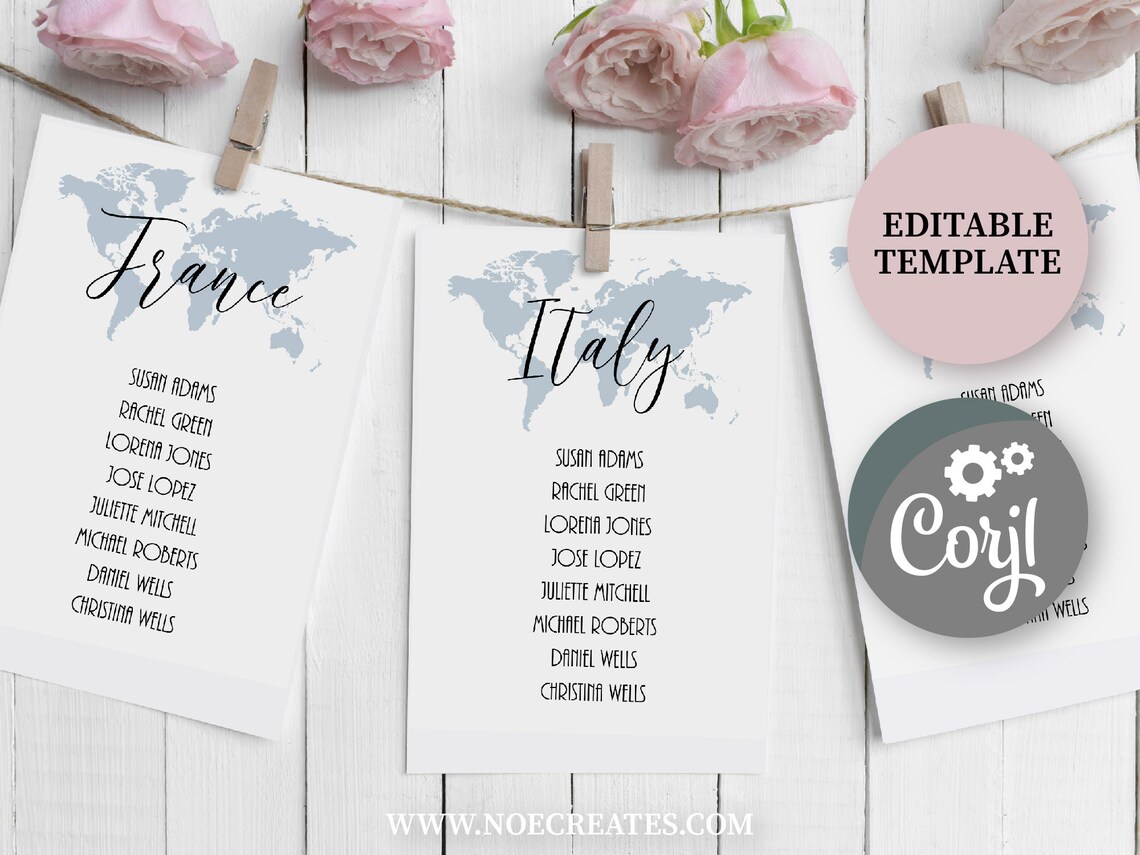 Map Hanging Wedding Seating Chart Template With the Map Color - Etsy