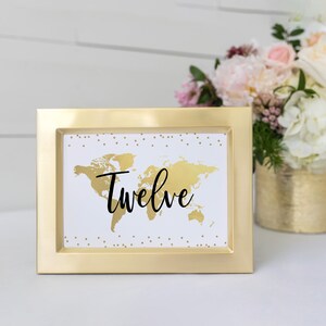 Travel Theme Table Numbers, World Map Table Numbers, Travel Theme ...