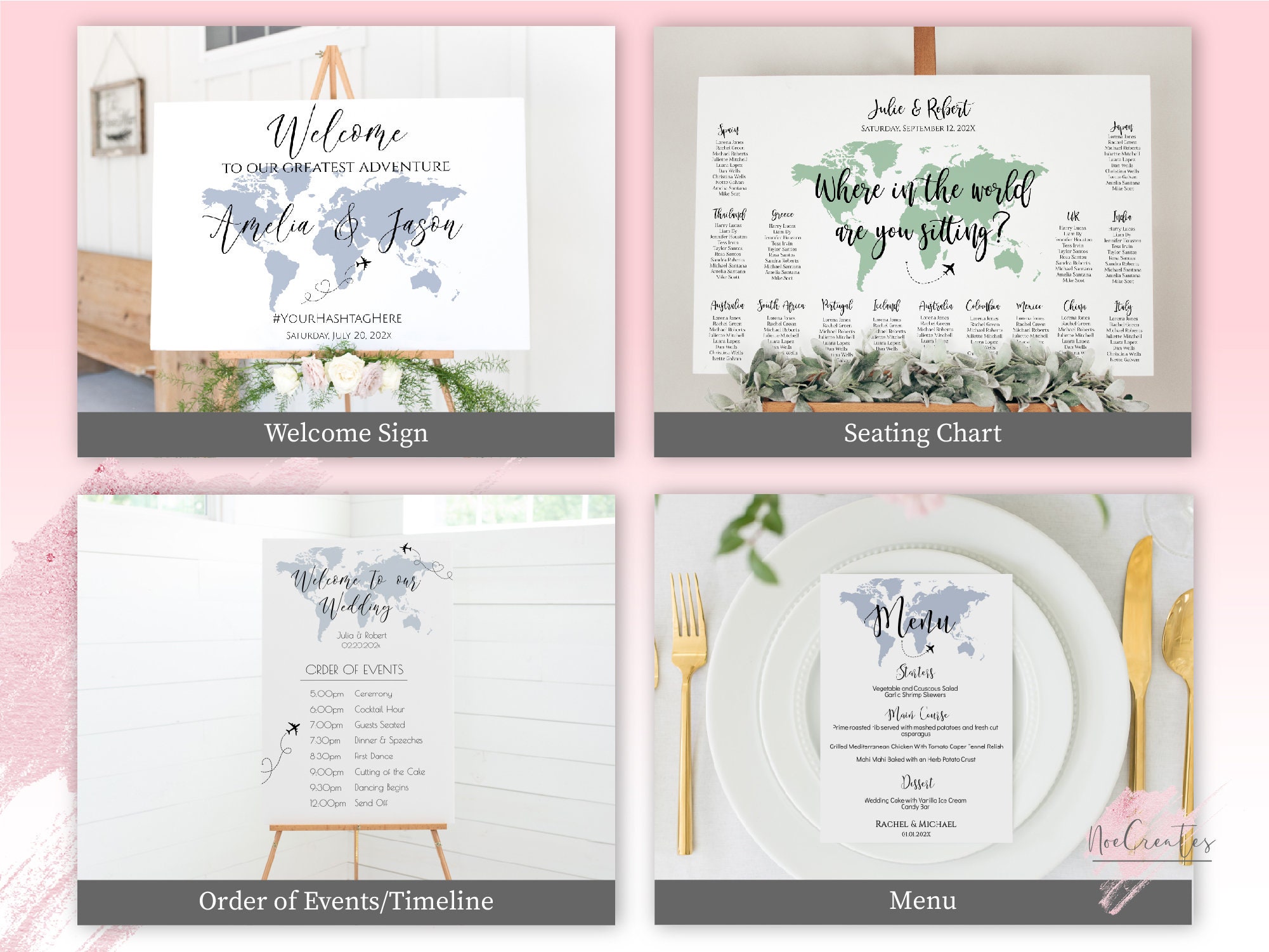 Map Wedding Template Bundle With the Map Color of Your Choice - Etsy