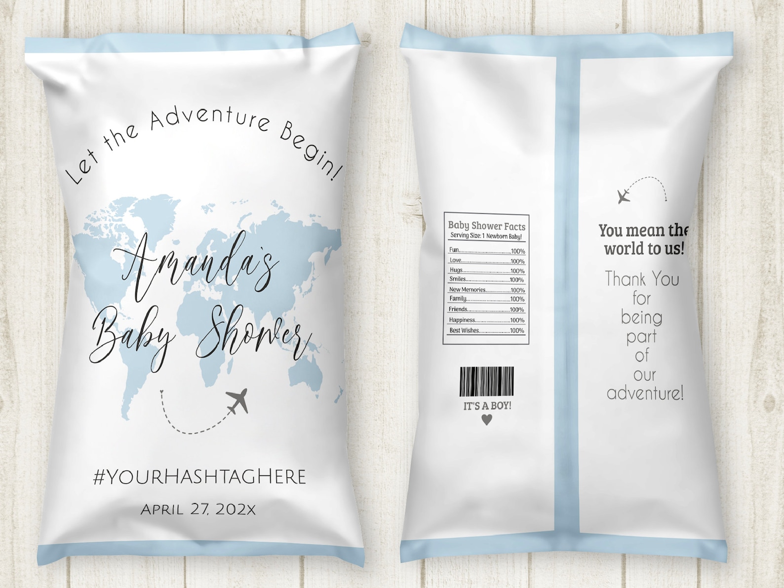 World Map Chip Bag Template: Travel Party Favors (digital Download) - Etsy