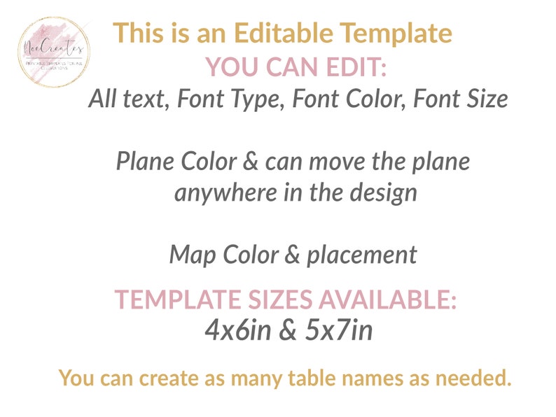 USA Map Table Names: Editable Travel Theme (digital Download) - Etsy