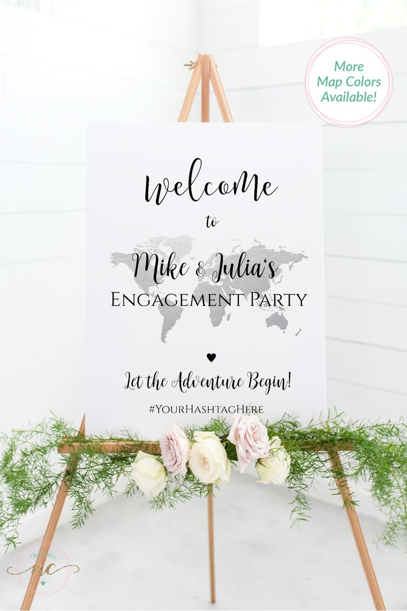 Engagement Party Welcome Sign Travel Theme Engagement Party - Etsy