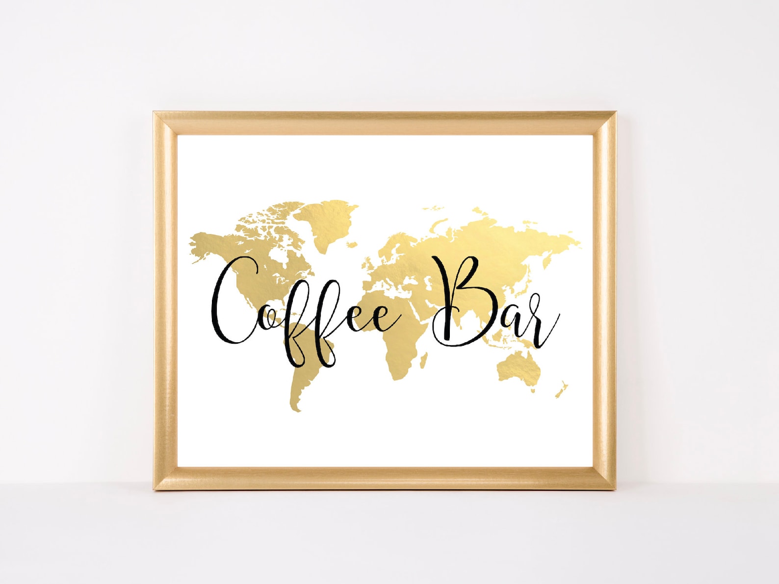 Coffee Bar Sign Gold World Map Coffee Bar Sign Travel Theme - Etsy