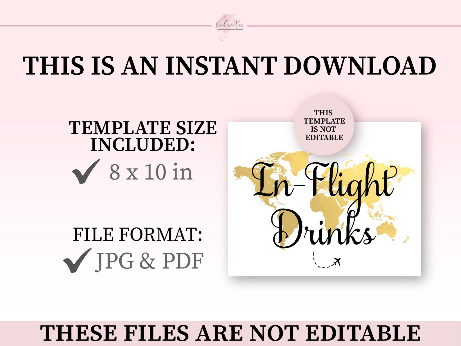 In-flight Drinks Sign Gold World Map Party Sign Travel Theme - Etsy