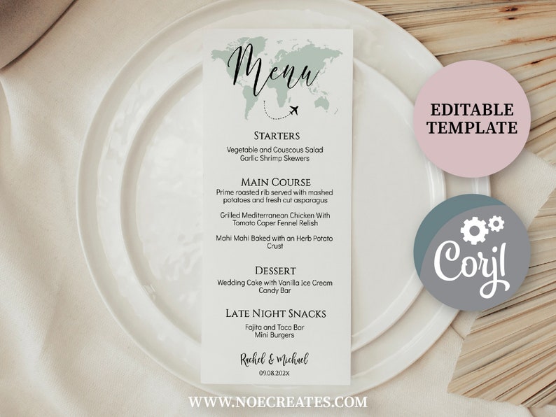 Menu Template Customizable With Any Map Color Travel Theme - Etsy