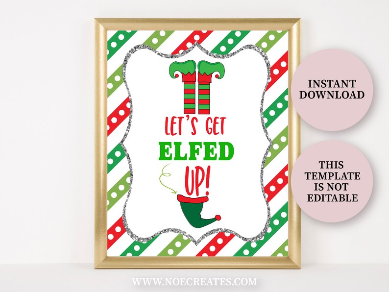 Let's Get Elfed up Sign: Funny Christmas Party Decor (digital Download ...