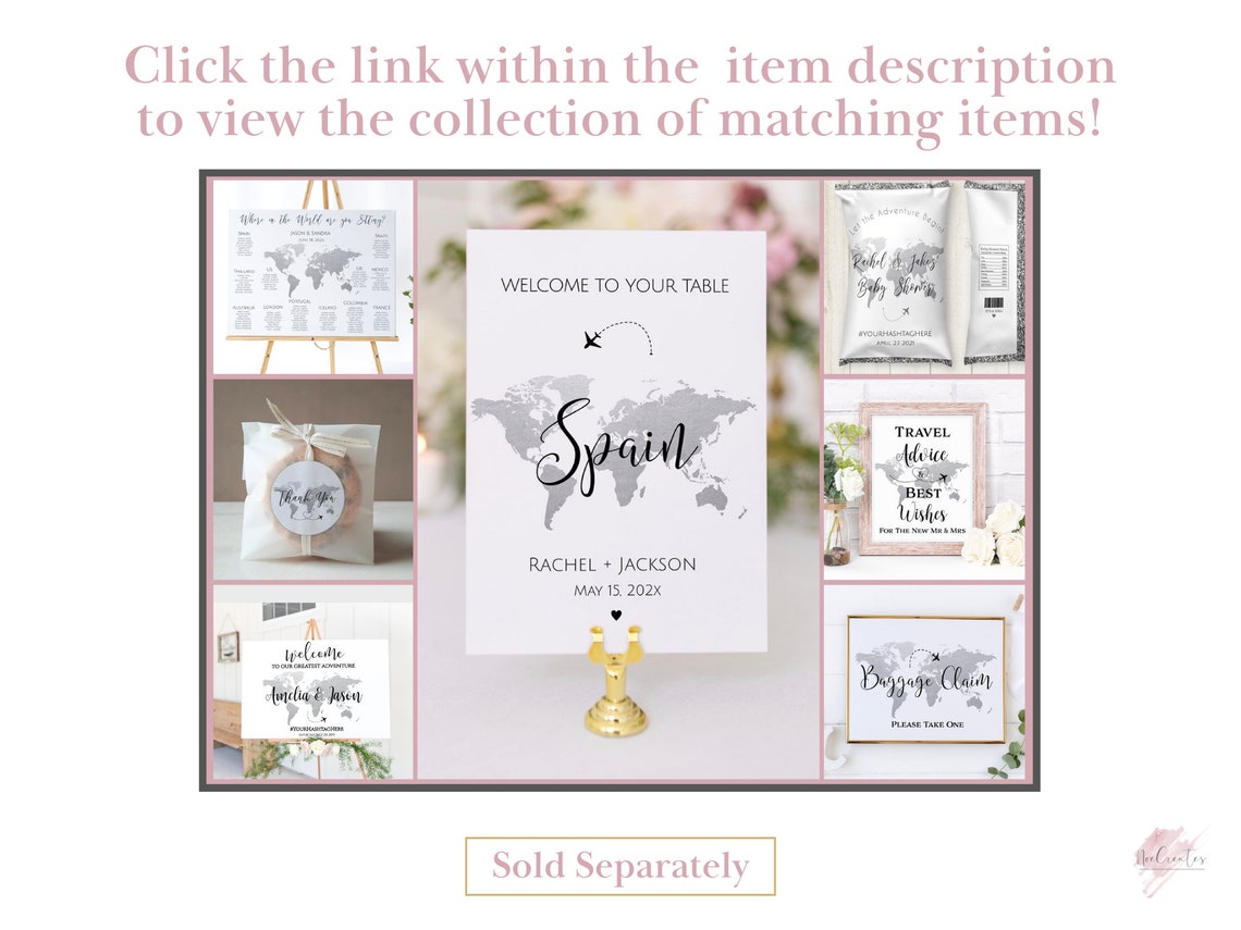 Silver Map Table Names Template Editable World Map Table - Etsy