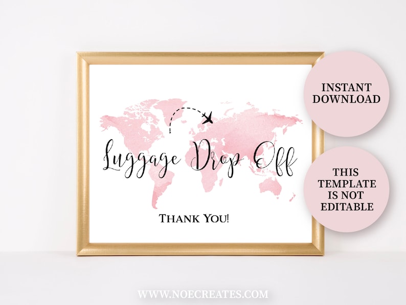Pink World Map Signs Bundle Pink Travel Theme Bridal Shower - Etsy