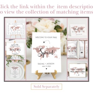Rose Gold World Map Table Names Template Travel Theme Table - Etsy