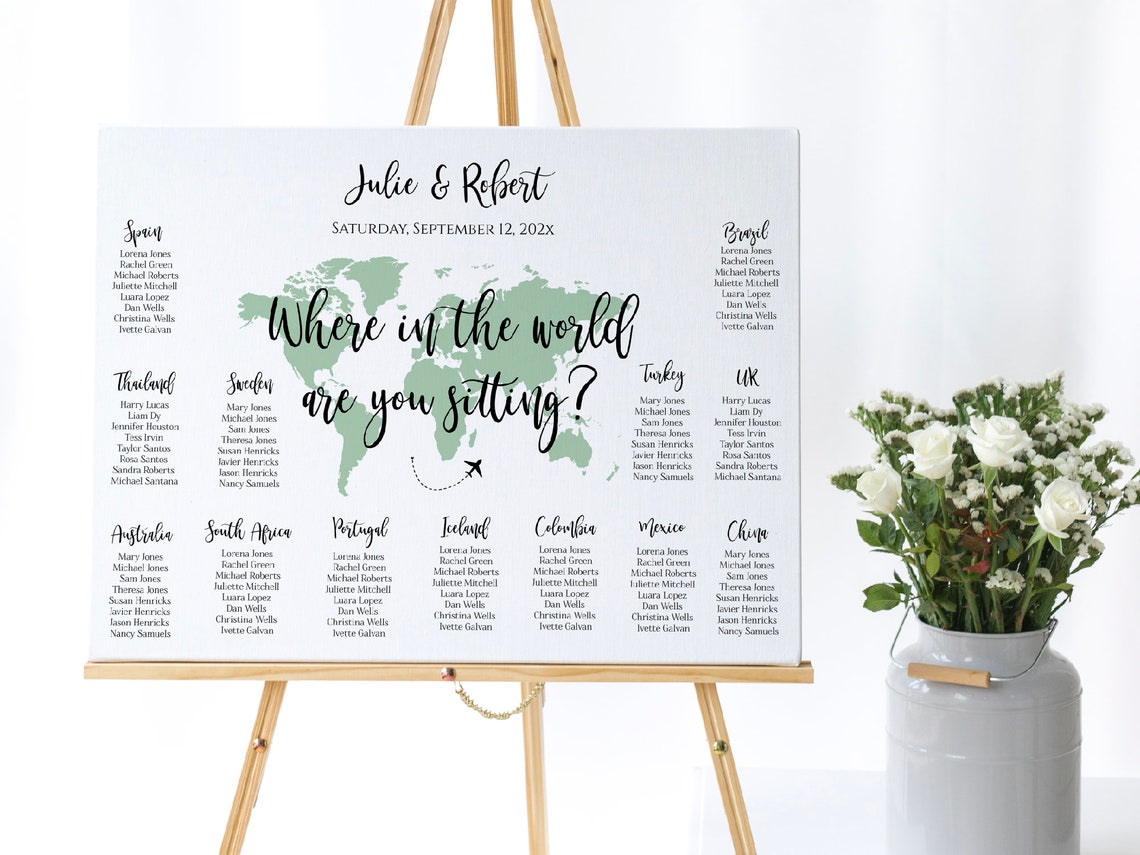 World Map Wedding Seating Chart Template Editable World Map - Etsy Ireland