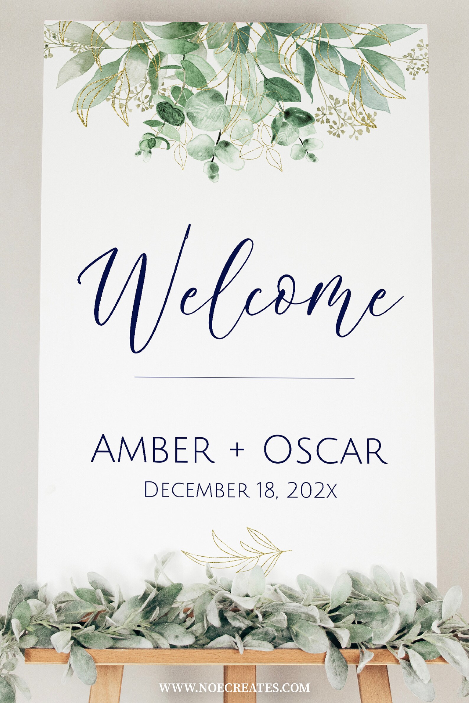 Greenery Welcome Sign Template Eucalyptus Welcome Sign - Etsy