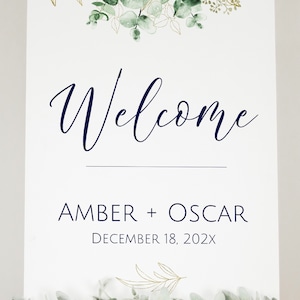Greenery Welcome Sign Template, Eucalyptus Welcome Sign, Editable ...