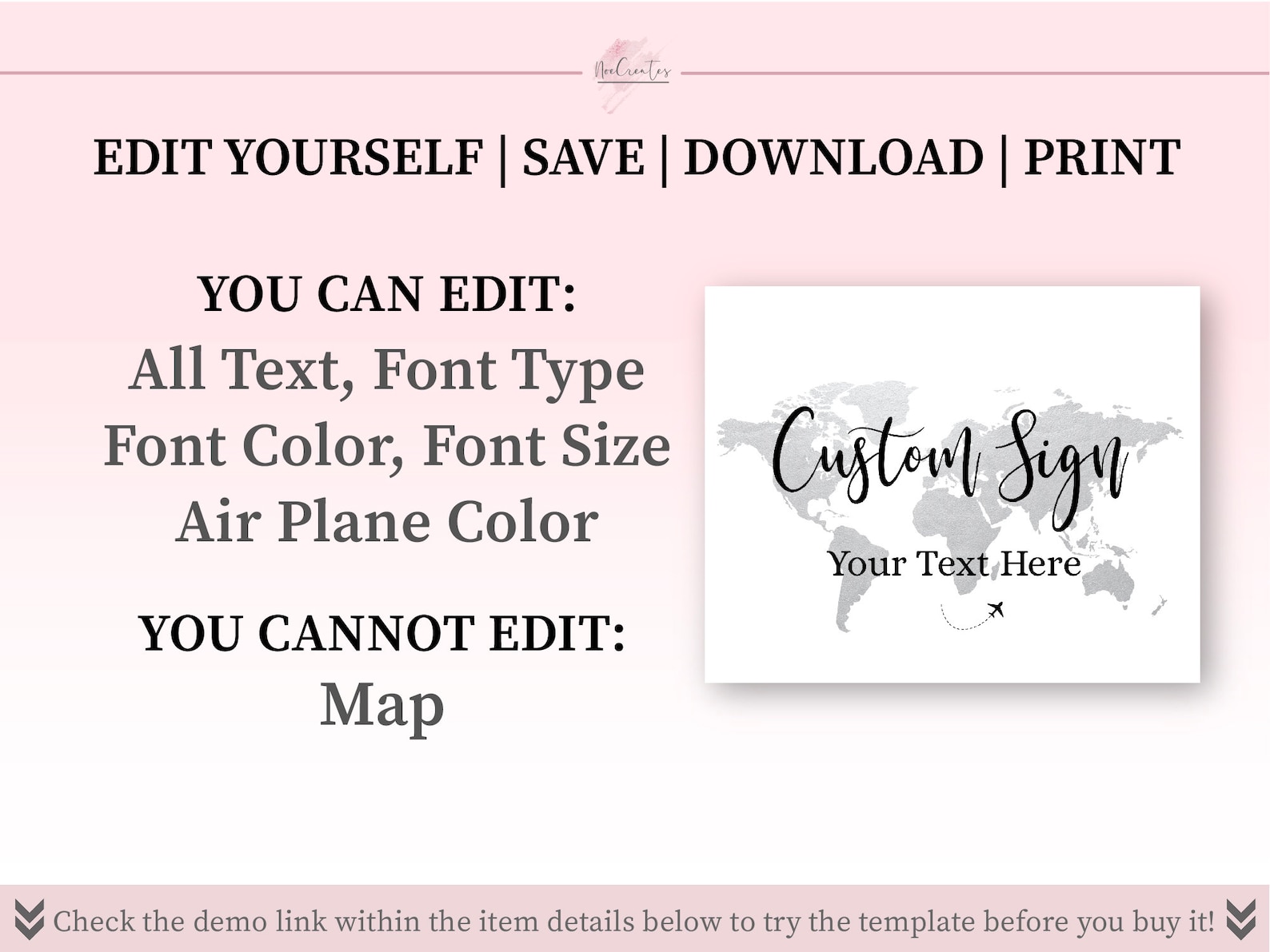 Silver World Map Sign Printable Map Sign Template Travel - Etsy