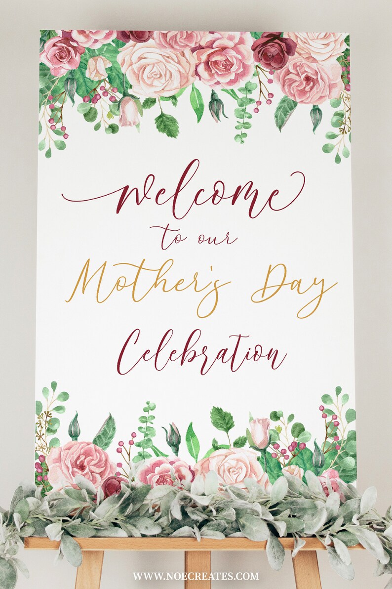 Floral Mother's Day Welcome Sign Template: Editable Brunch Decor ...