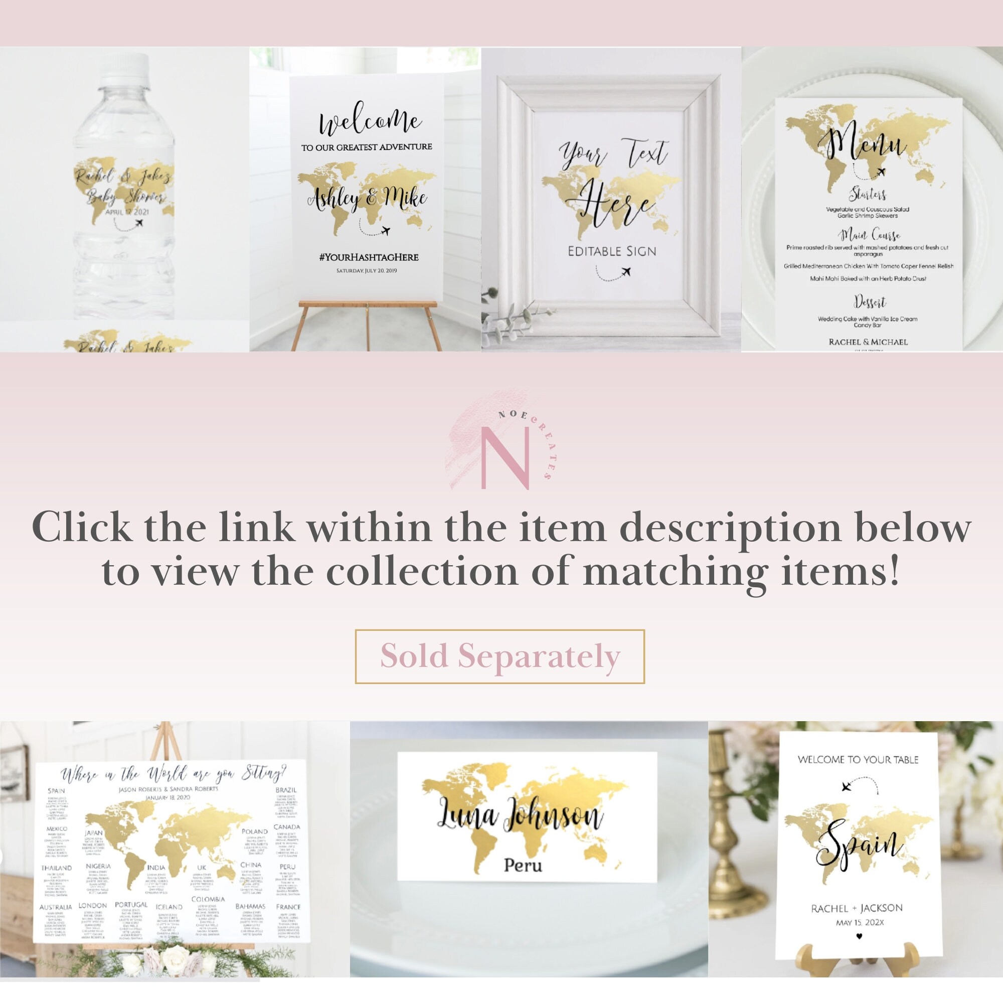 World Map Menu Template: Travel Theme, Editable 5x7 (digital Download ...