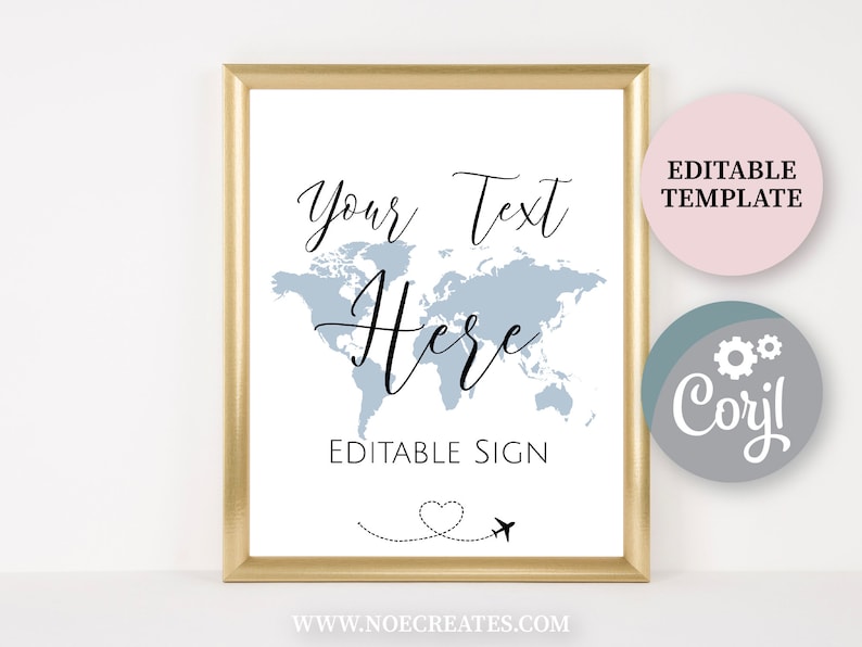 Custom World Map Sign Template Select the Map Color of Your - Etsy