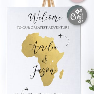 Africa Map Welcome Sign Template, Gold African Map Welcome Sign, Travel ...