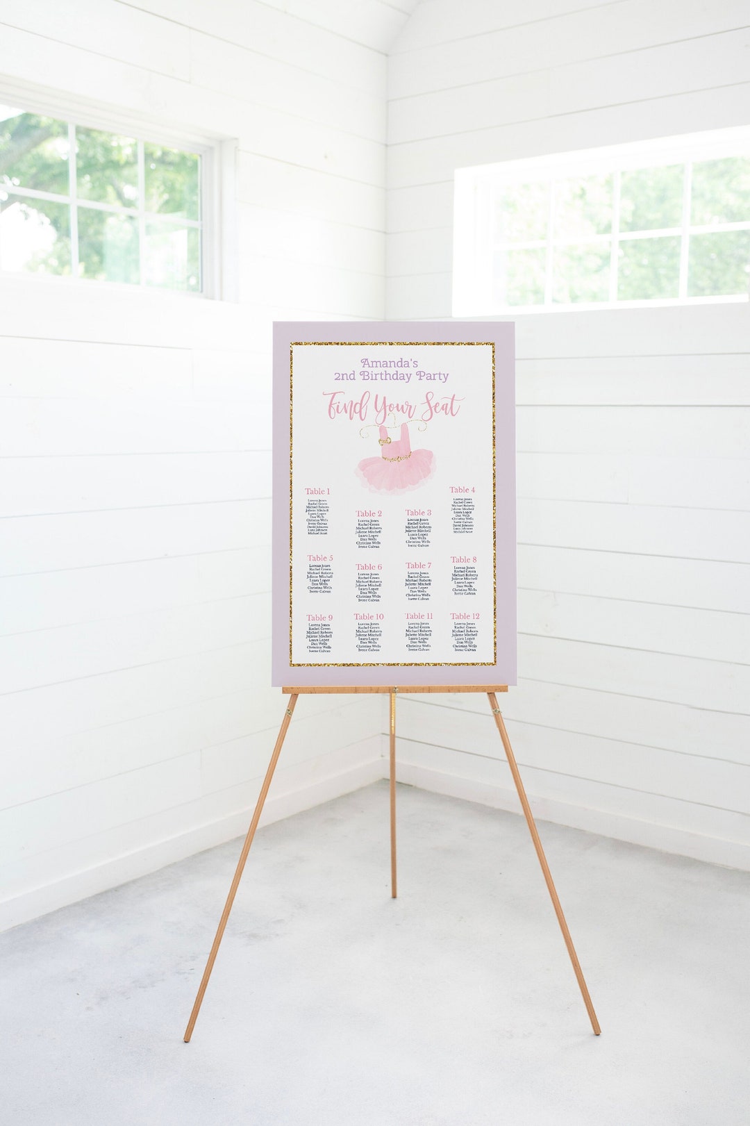 Tutu Birthday Seating Chart Template: Editable Party Decor (digital ...