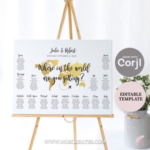 DIY Seating Chart Template, Where in the World Are You Sitting?, Gold ...