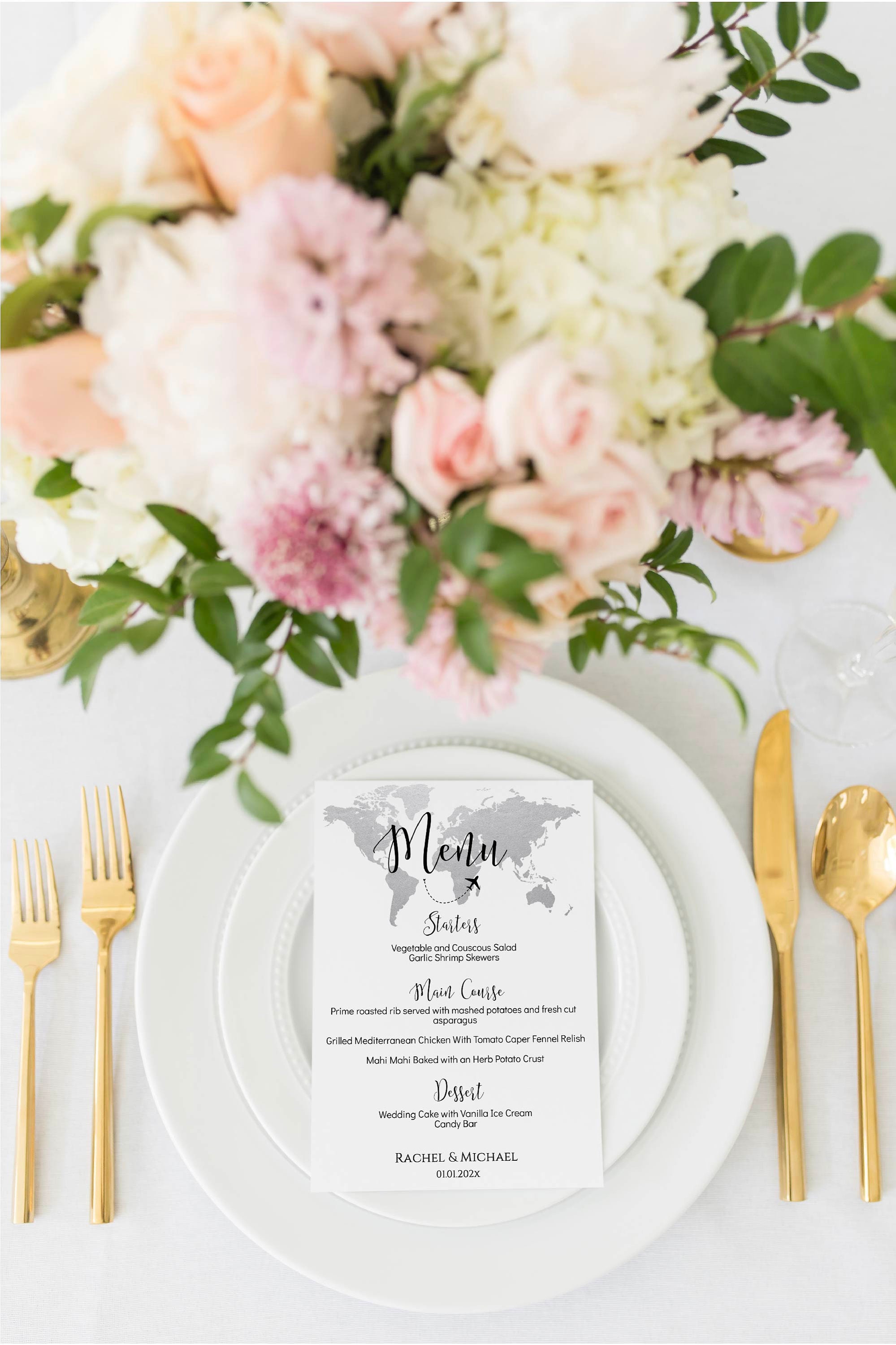 Silver Map Menu Template Editable World Map Menu Template - Etsy