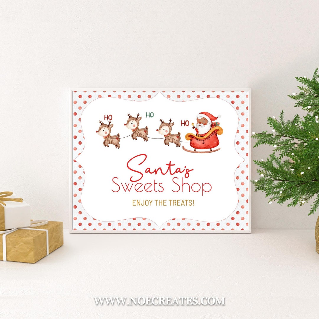 Christmas Desserts Sign, Santa's Sweets Shop, Christmas Party Signs ...