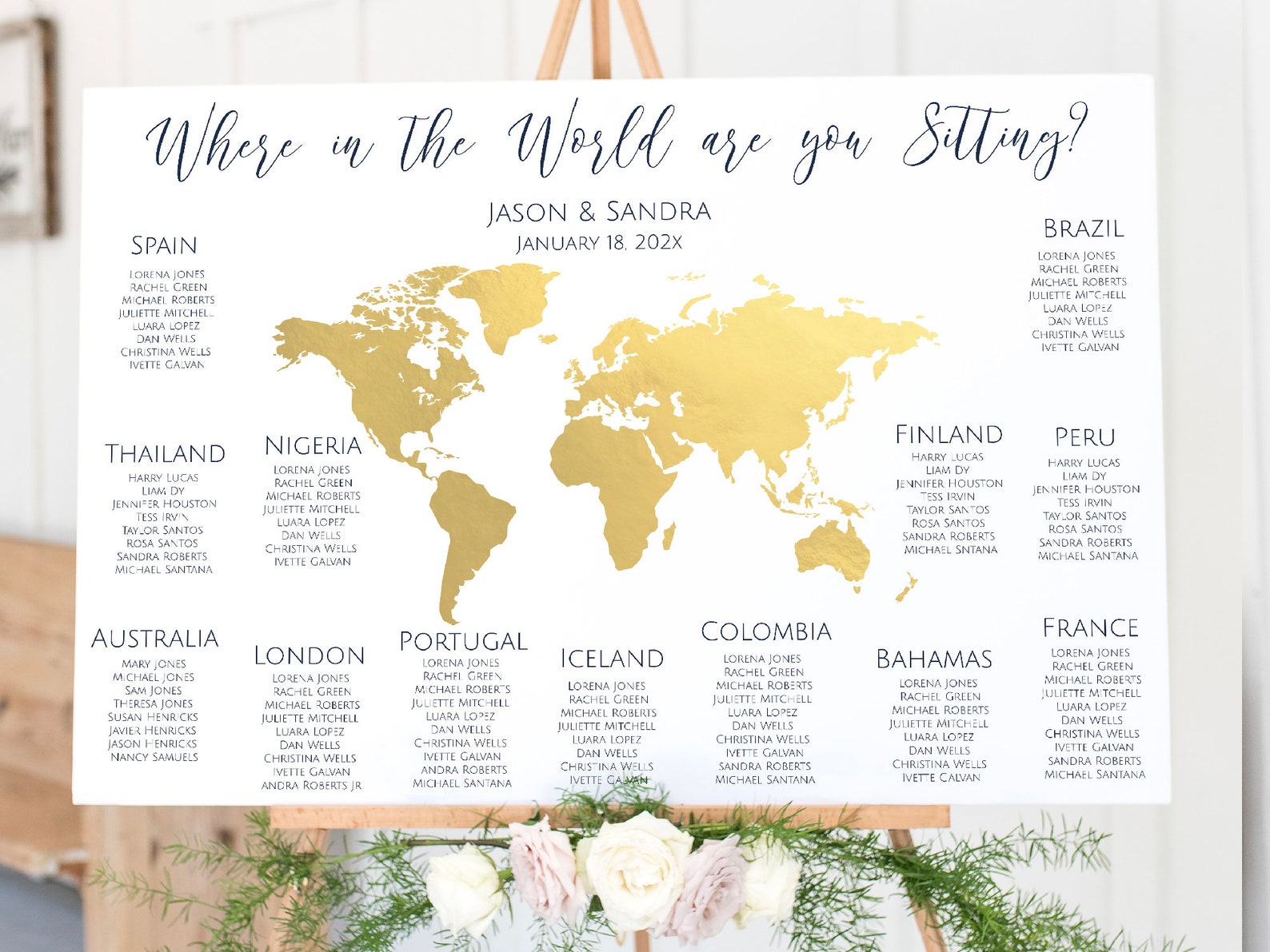 Editable Wedding Seating Chart Template Where in the World - Etsy