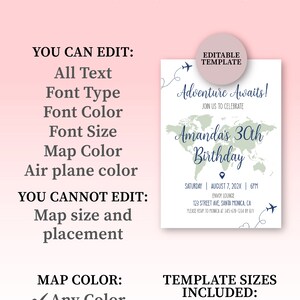 World Map Birthday Invitation: Personalized Travel Theme (digital ...