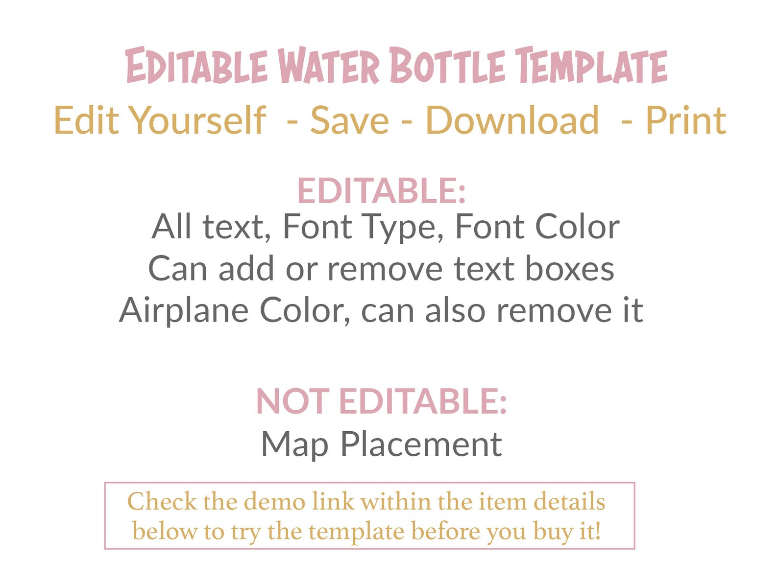 Travel Theme Water Bottle Labels Template Map Bottle Labels | Etsy
