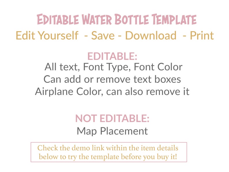 Travel Theme Water Bottle Labels Template Map Bottle Labels | Etsy