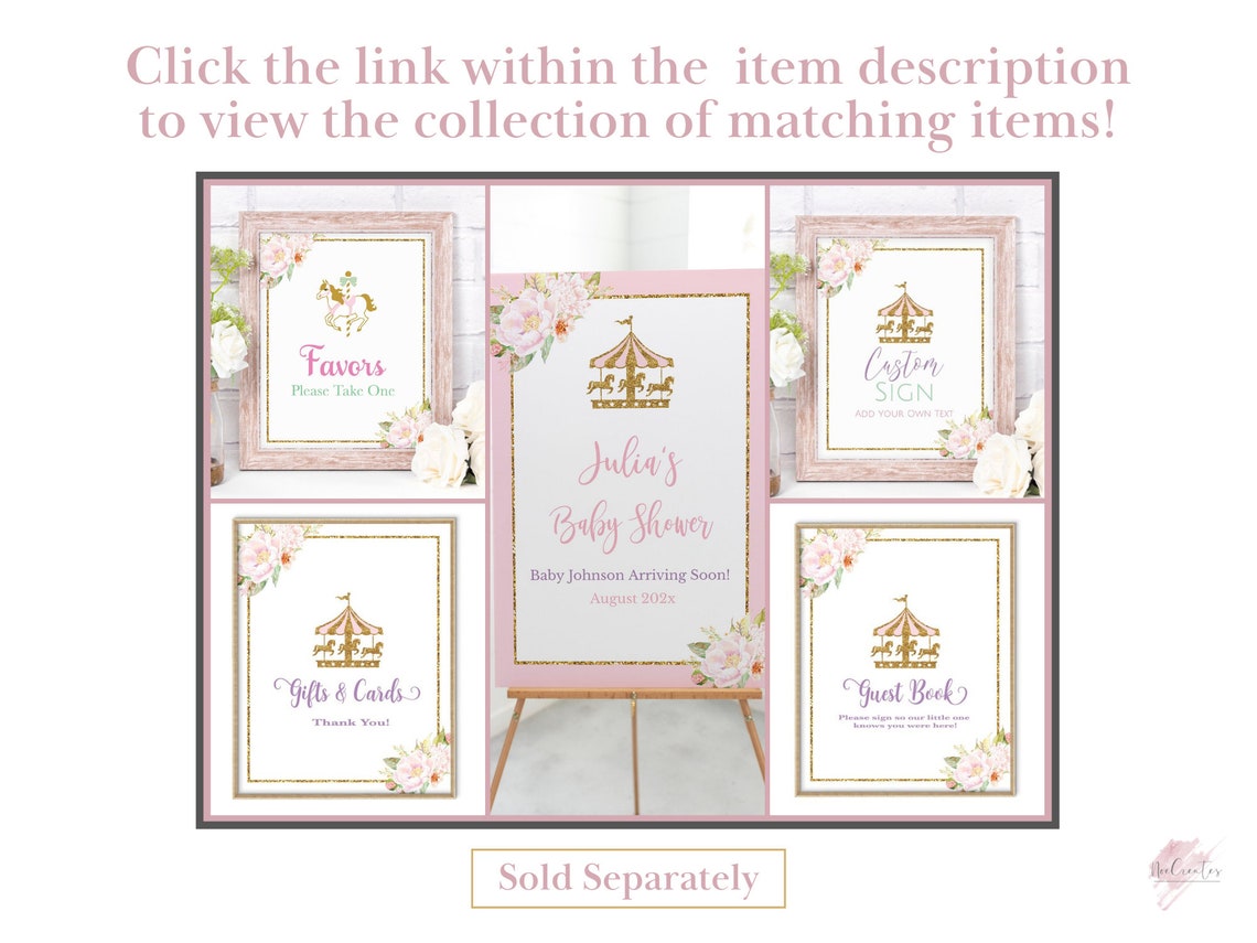 Carousel Party Sign Template Merry Go Round Sign Editable - Etsy