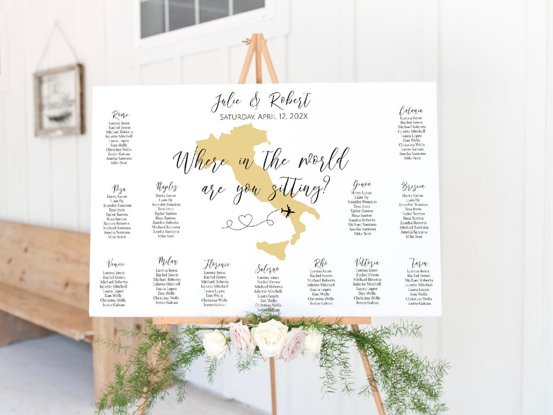 Italy Map Seating Chart Template, Italian Wedding, Where in the World ...