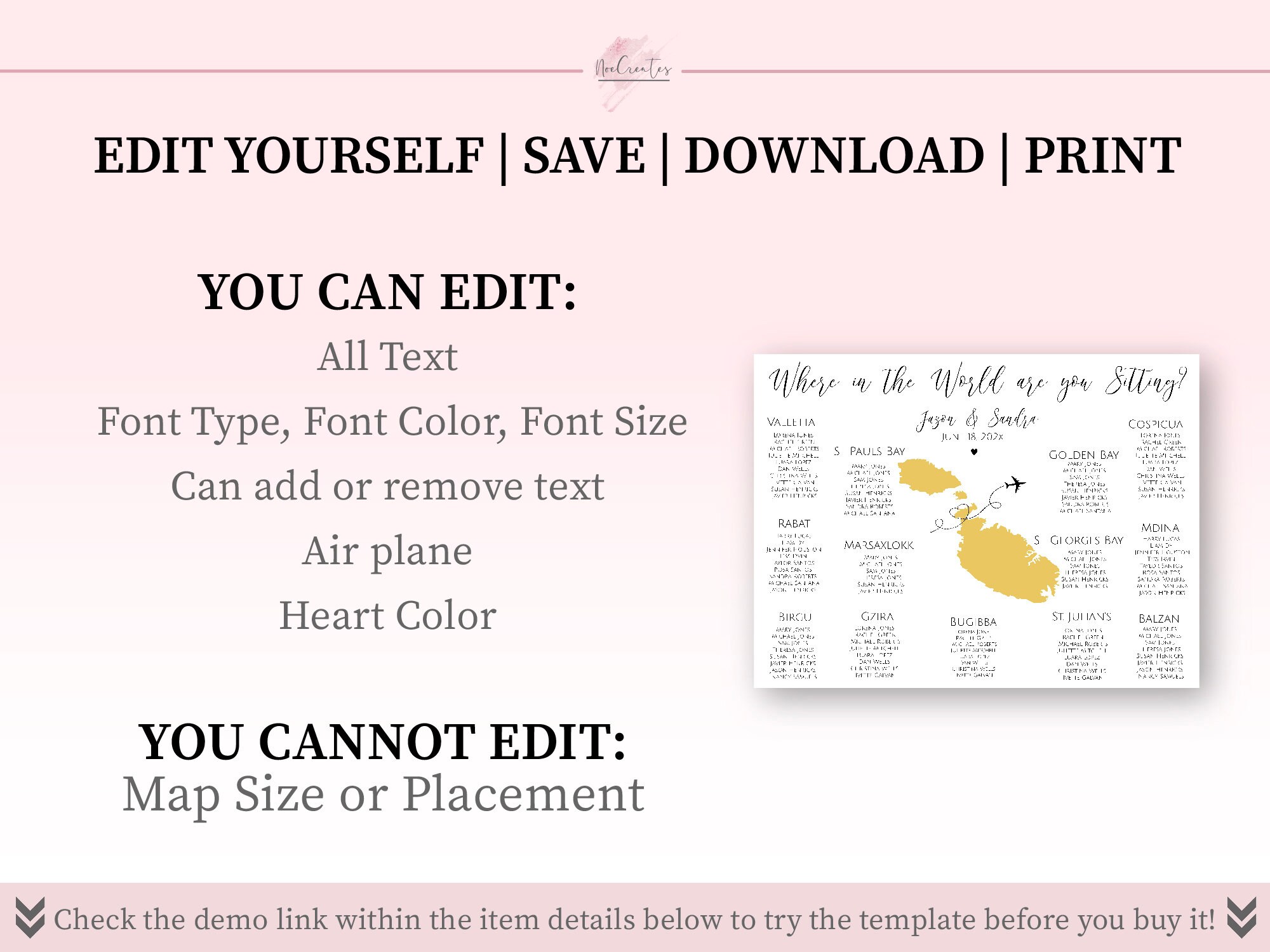 Malta Map Seating Chart Template Malta Themed Wedding Where - Etsy