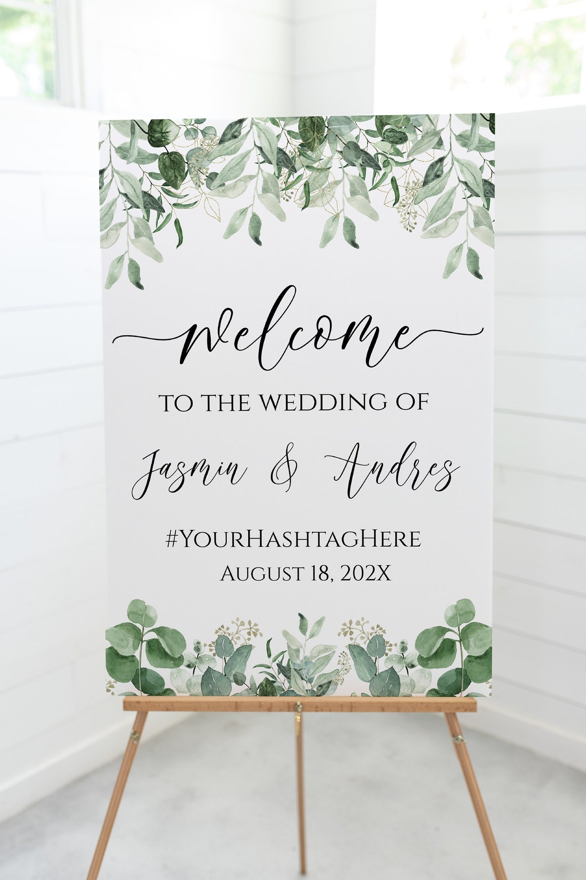 Greenery Wedding Welcome Sign Greenery Sign Template - Etsy