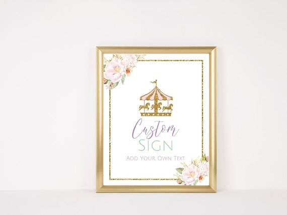 Carousel Party Sign Template Merry Go Round Sign Editable | Etsy
