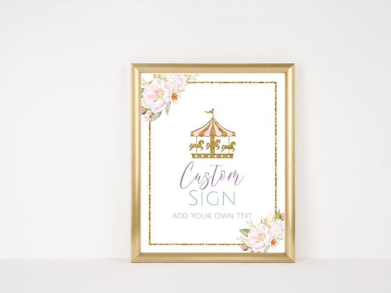 Carousel Party Sign Template Merry Go Round Sign Editable | Etsy