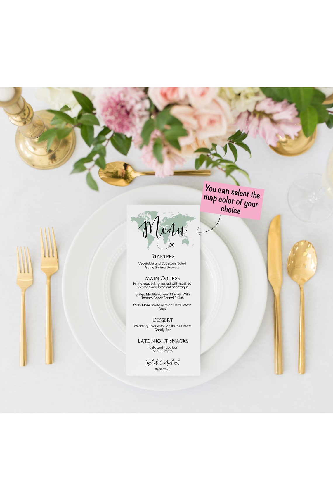 Menu Template Customizable With Any Map Color Travel Theme | Etsy