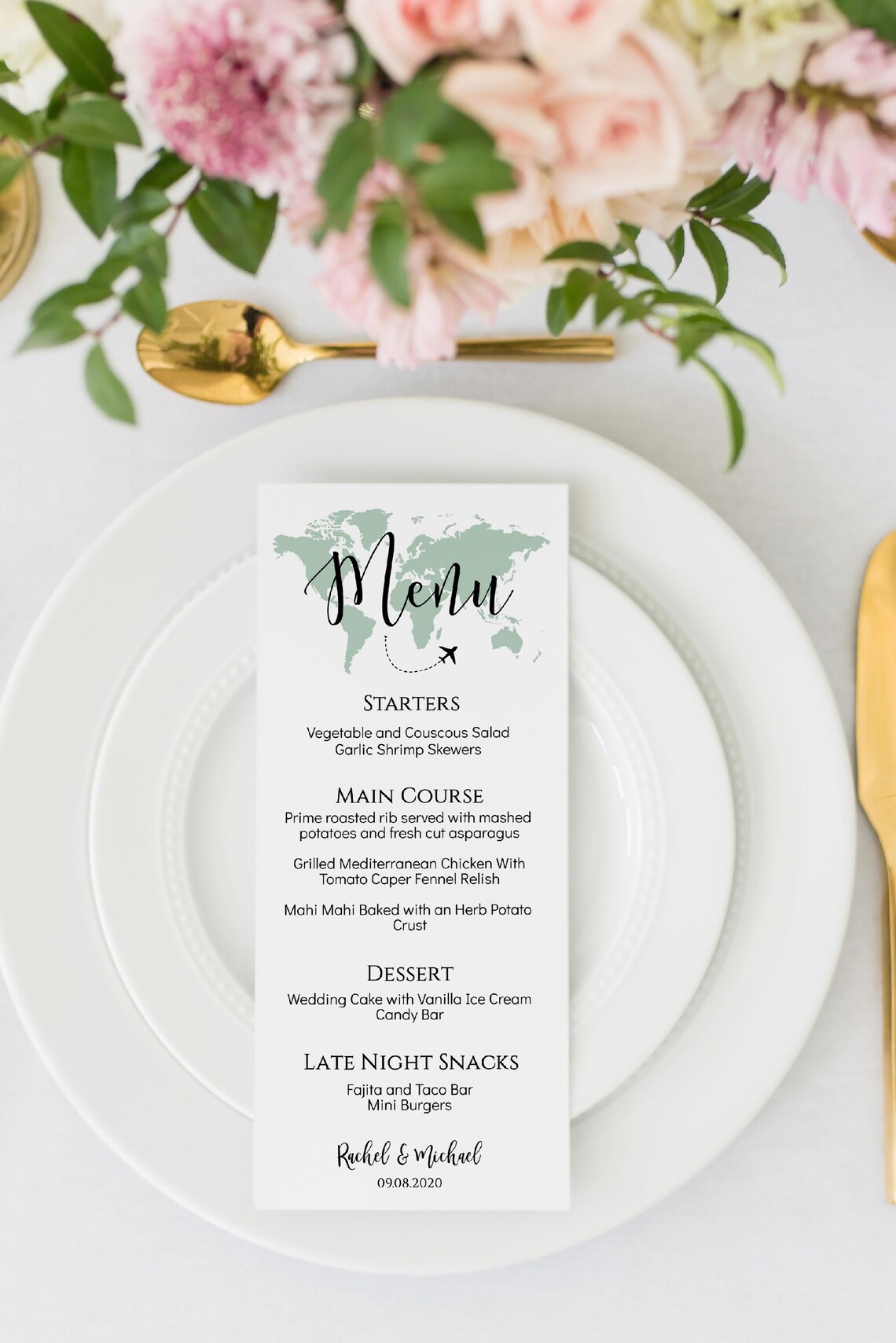 Menu Template Customizable With Any Map Color Travel Theme | Etsy