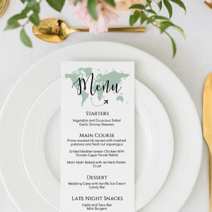 Menu Template Customizable With Any Map Color Travel Theme | Etsy