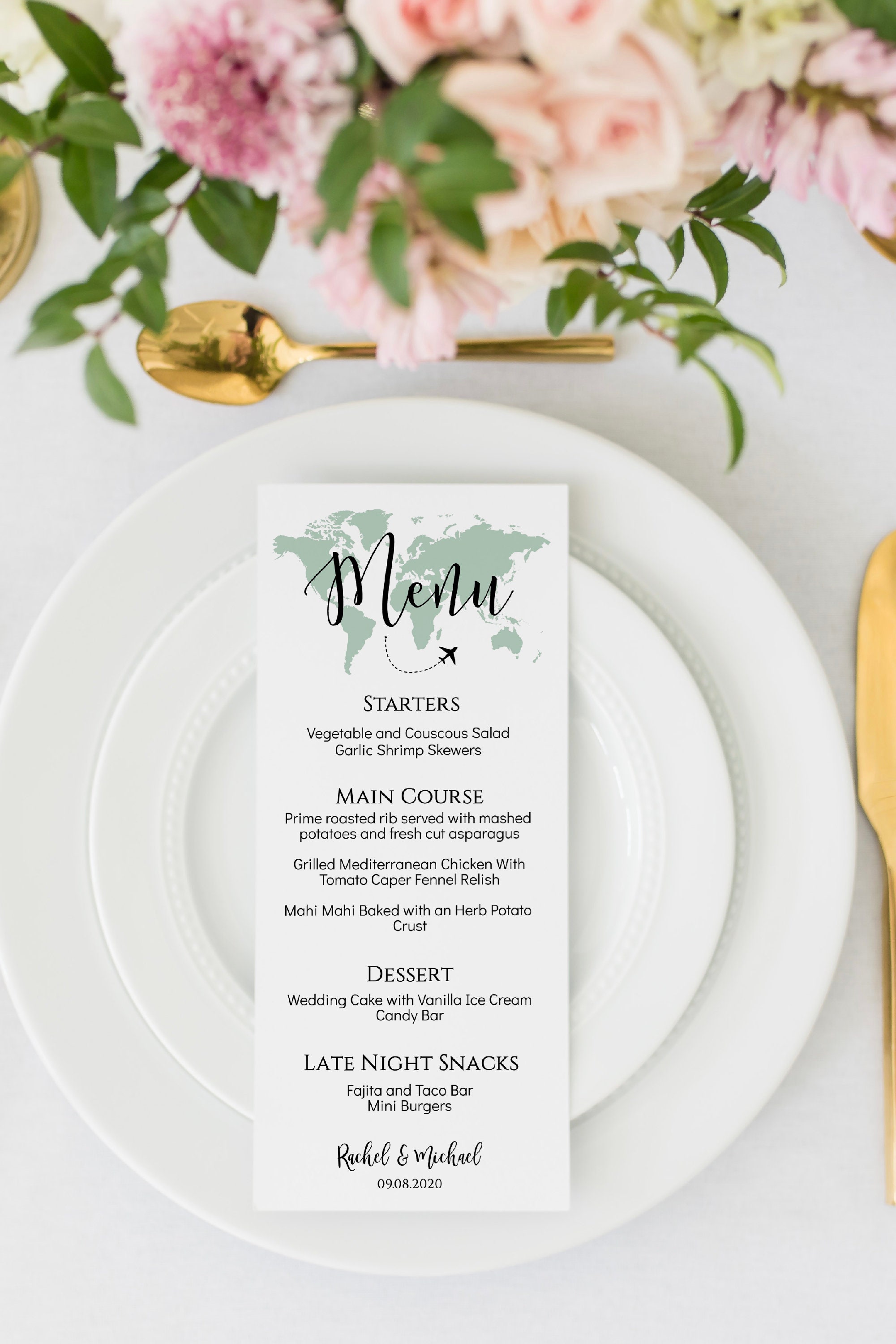 Menu Template Customizable With Any Map Color Travel Theme | Etsy